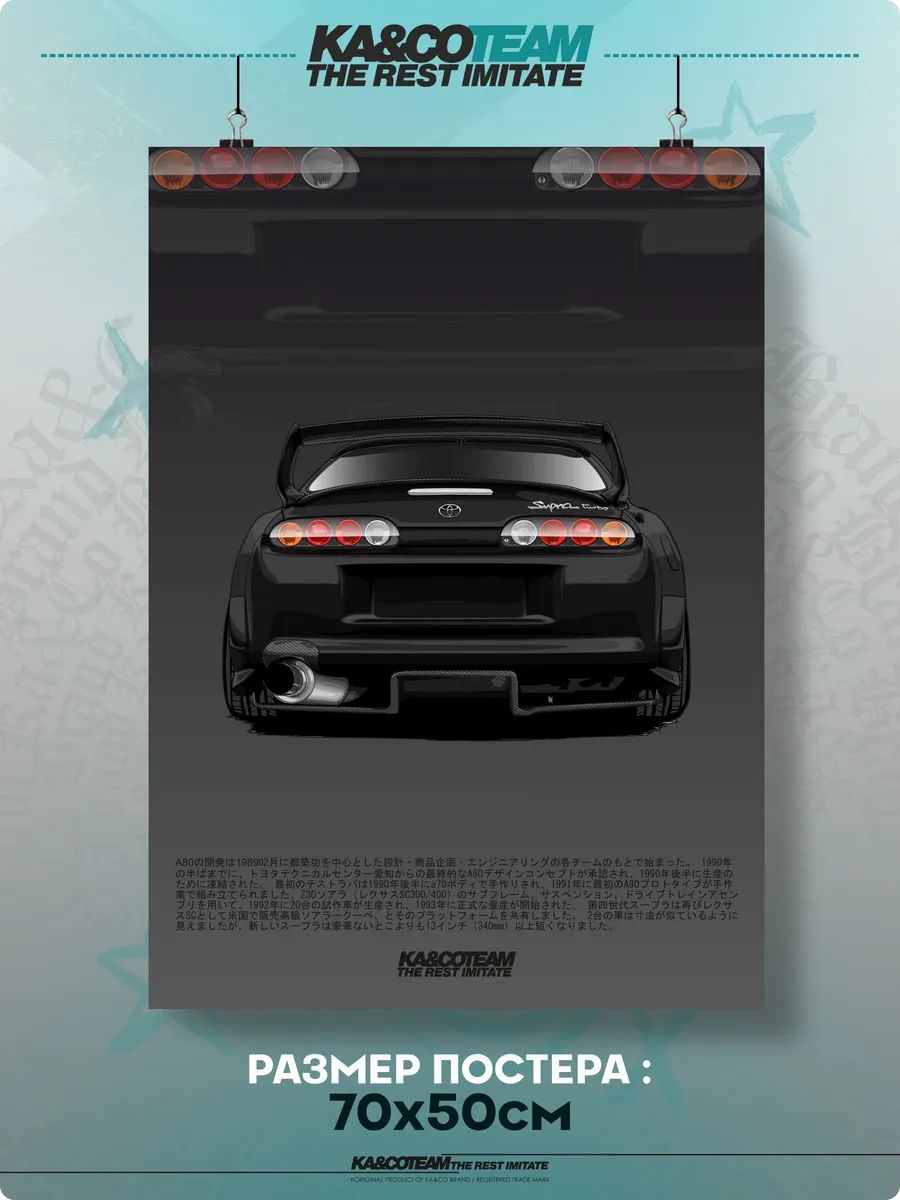Постер на стену Toyota Supra A80 плакат