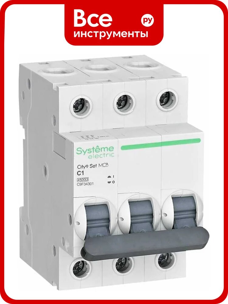 Автоматический выключатель Systeme Electric City9 Set C 1A 3P 4,5kA C9F34301