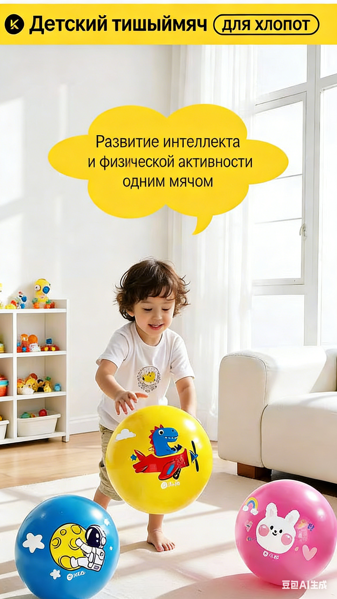 Бесшумный мяч для отбивания для детей | Мяч для тренировки координации рук и глаз, безопасный для игр в помещении