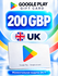 Подарочная карта Google Play 200 GBP / Великобритания / Пополнение счёта / Gift ...