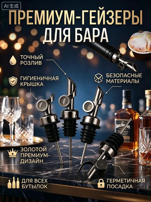 Дозатор для напитков 2 шт металл черный