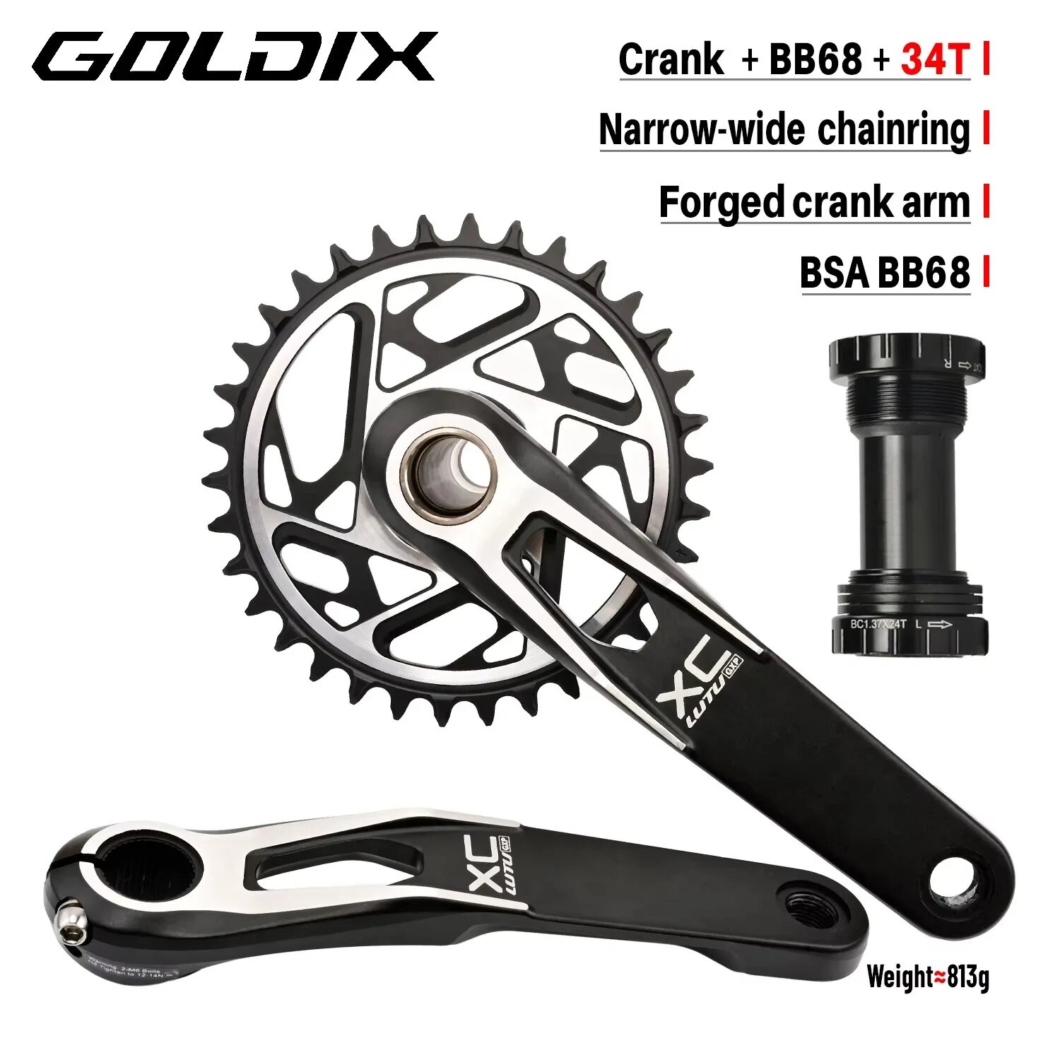 Шатуны GOLDIX 34T, 170mm, черный