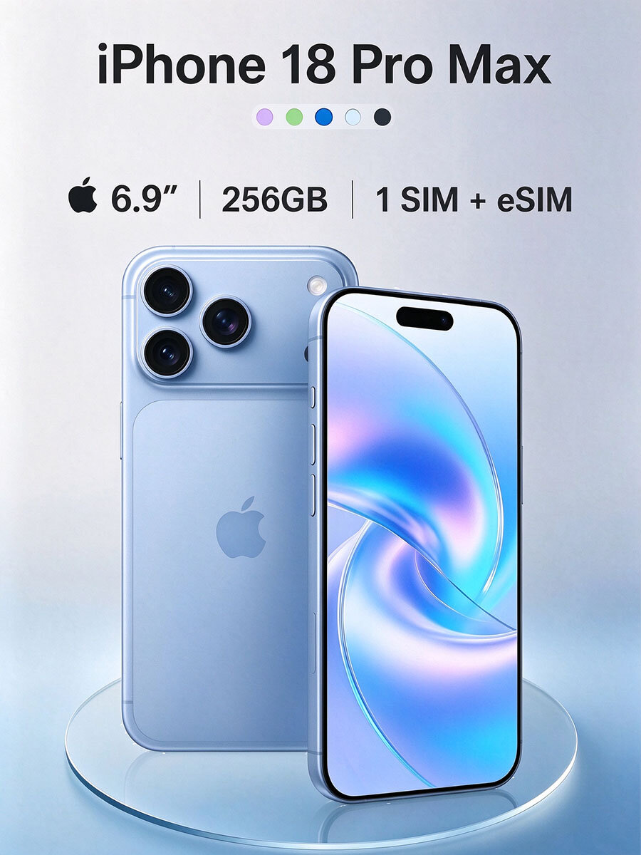 Смартфон Apple iPhone 18 Pro Max 256 ГБ синий