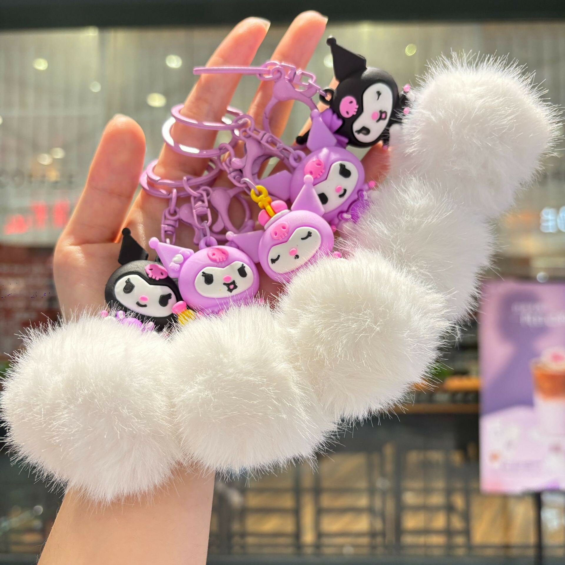 5 шт брелок Sanrio ПВХ, милый брелок на сумку Куроми, мультяшный брелок-застежка Пом Пом Sanrio 6