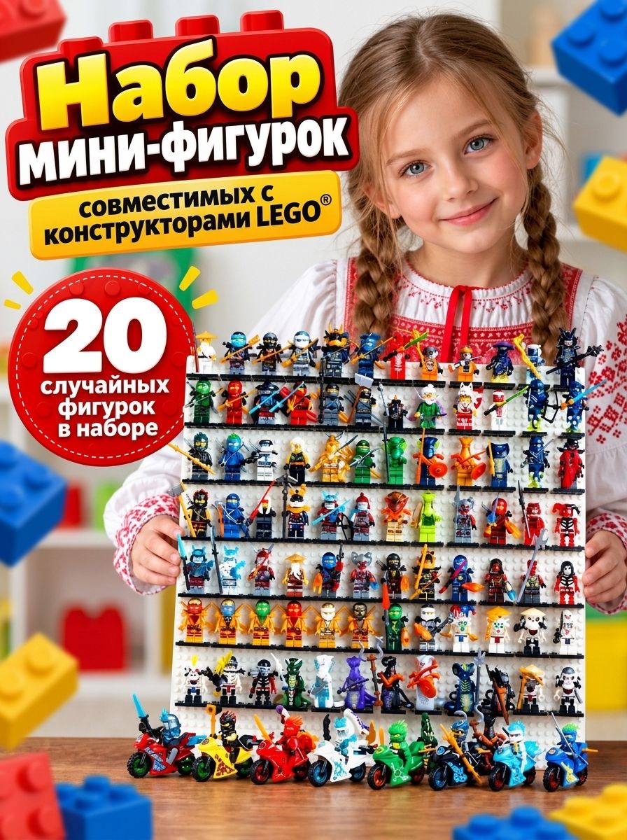 Набор минифигурок для конструктора, 20 шт, 50 случайных дизайнов, совместимы с LEGO