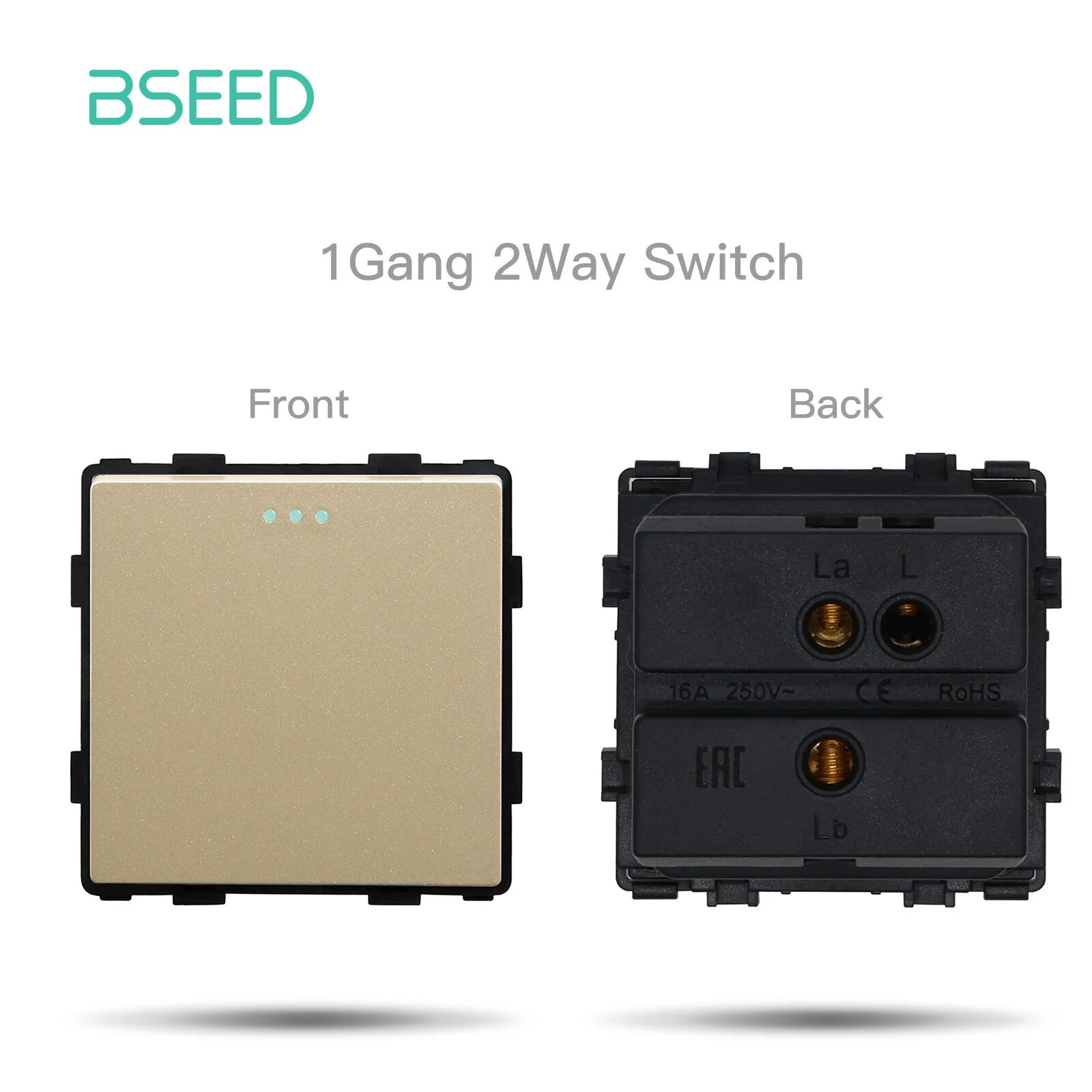 BSEED 1Gang 2Way настенный выключатель золотой