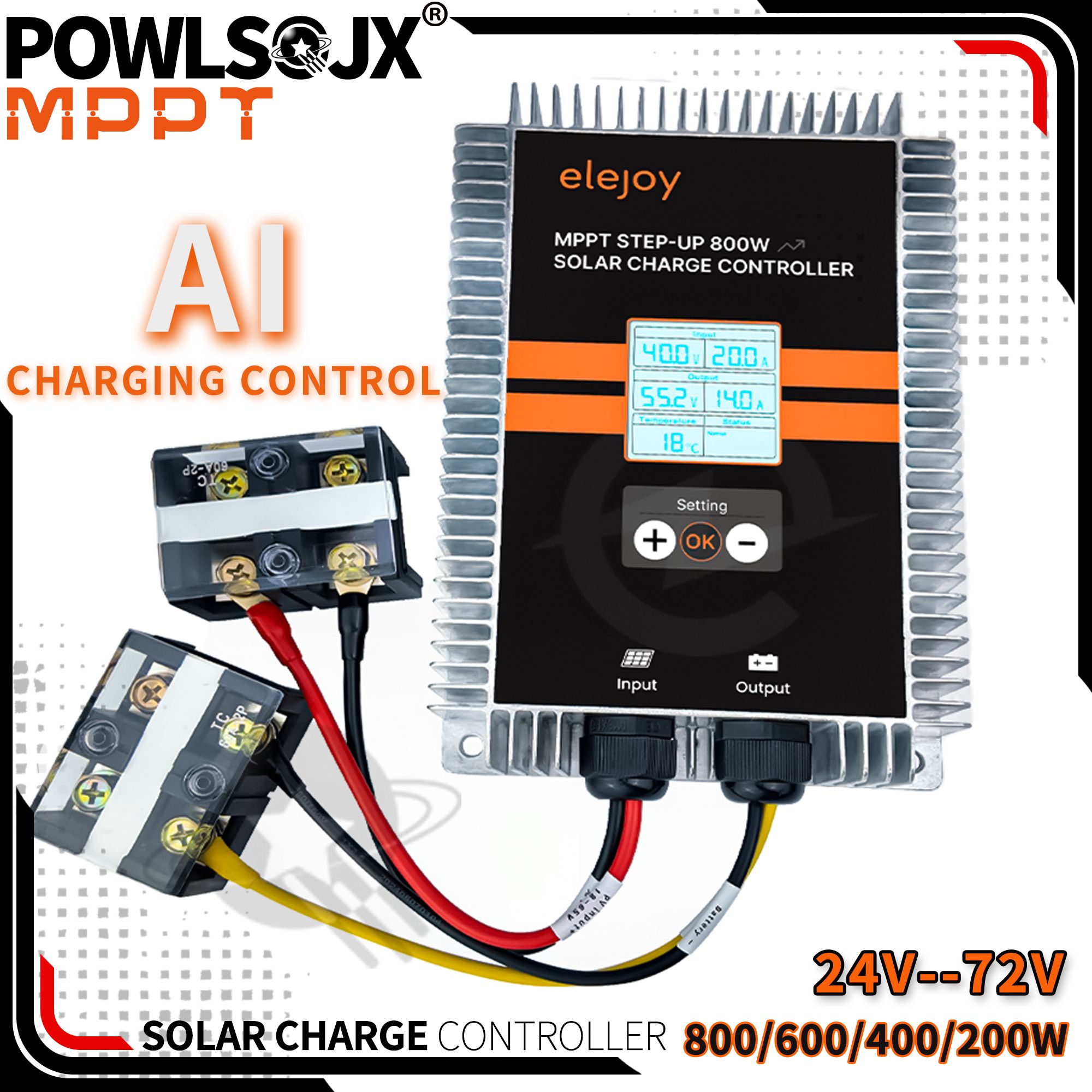 MPPT Контроллер заряда ELE Повышающий (Boost) 200W/400W/800W, для Литиевых АКБ 48V/60V/72V