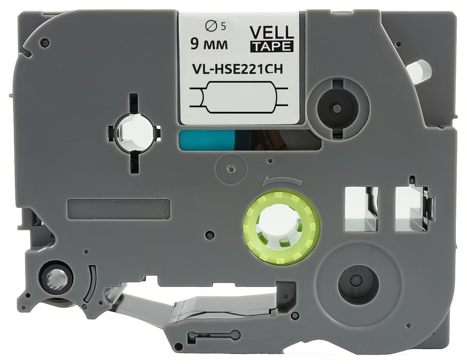 Термоусадочная трубка Vell VL-HSE221CH (с чипом, 9 мм, черный на белом) для Puty PT-100E/100ECH/Brother E300/E550 1350681