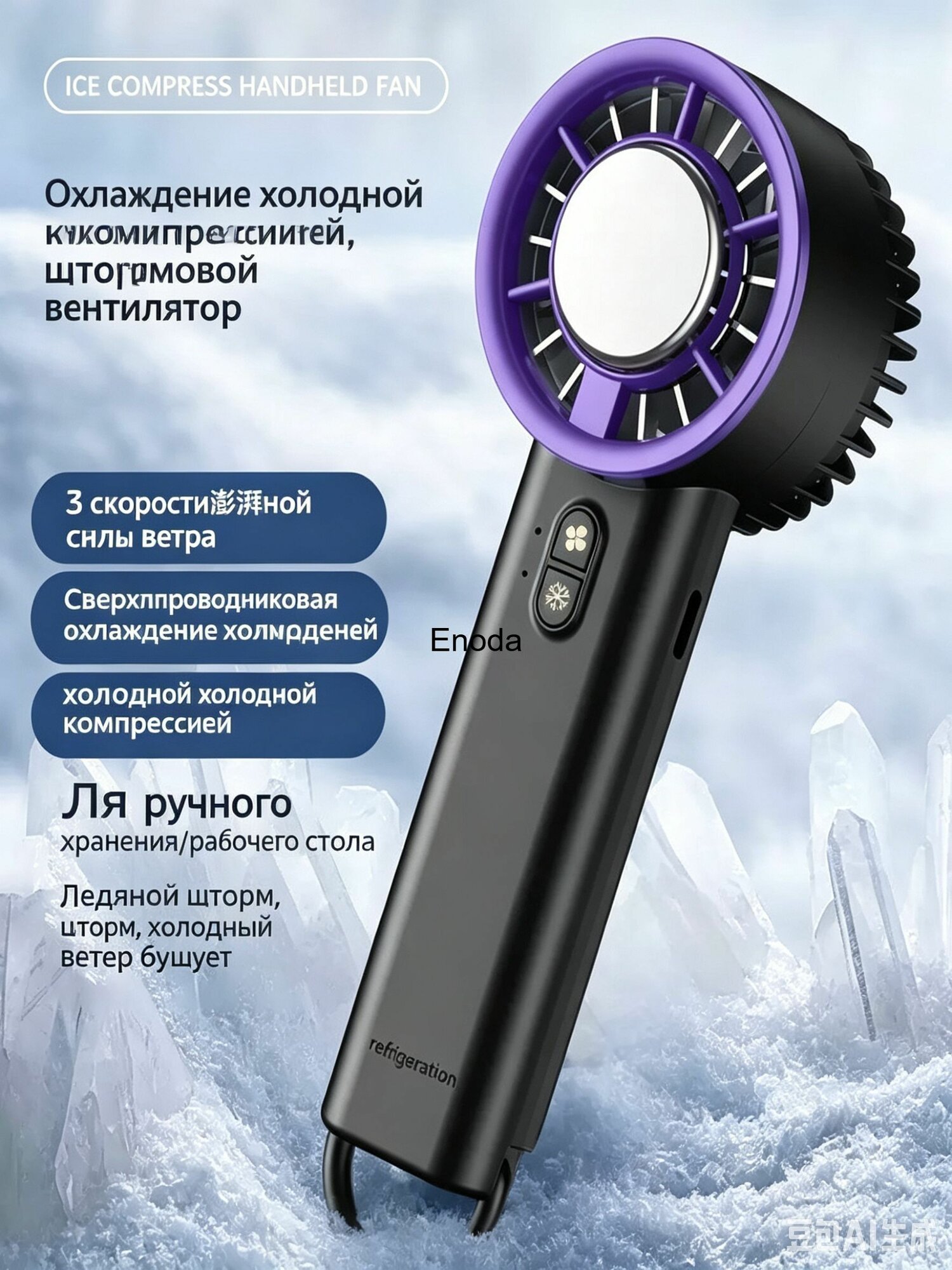 Портативный вентилятор ZLFS-001, фиолетовый