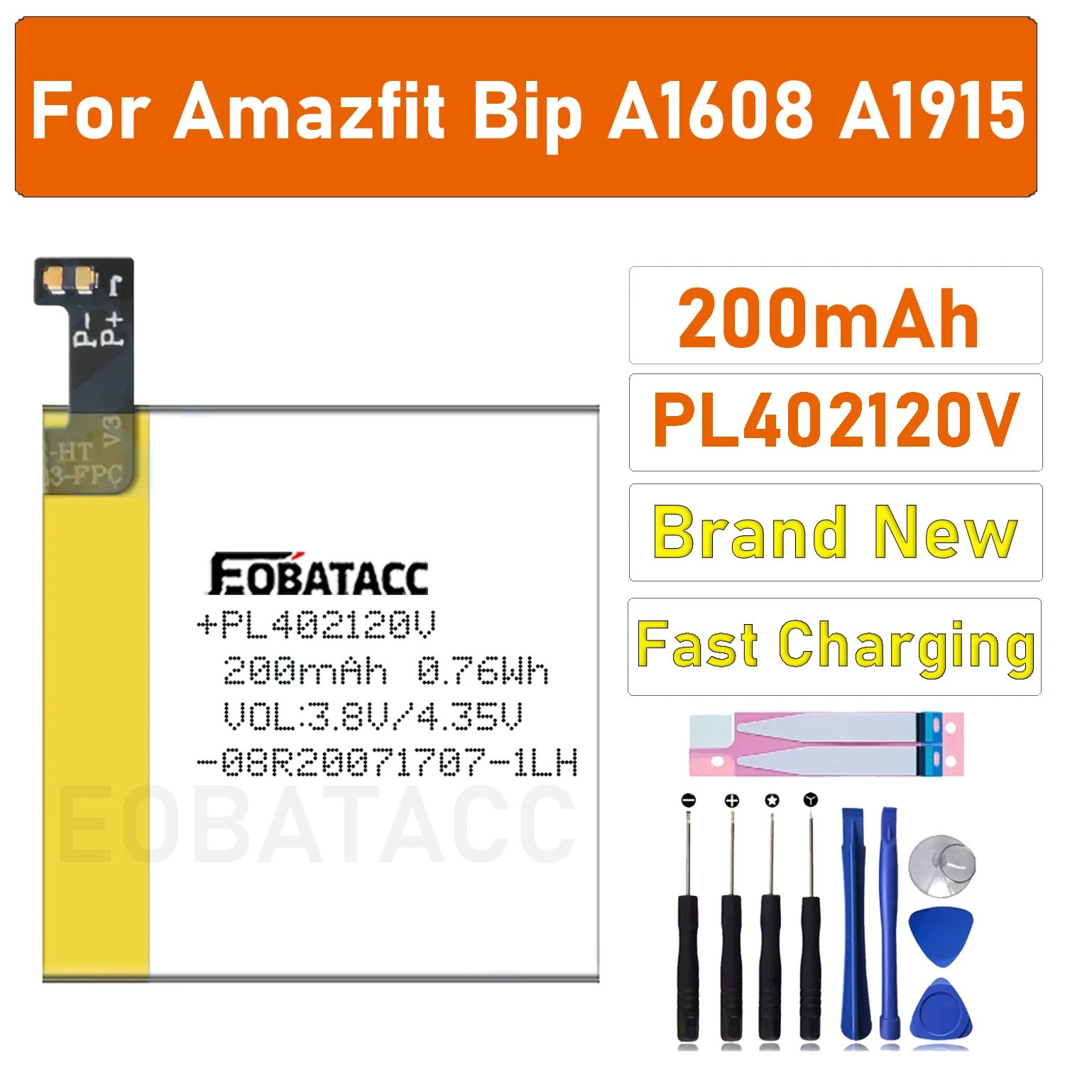 Батарея PL402120V для смарт-часов Huami Amazifit Ares Bip GTR Smart Sport Watch A1608 402120.