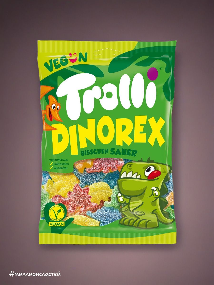 Мармелад Жевательный TROLLI Dinorex Тролли Динорекс, 150 гр. (Германия)