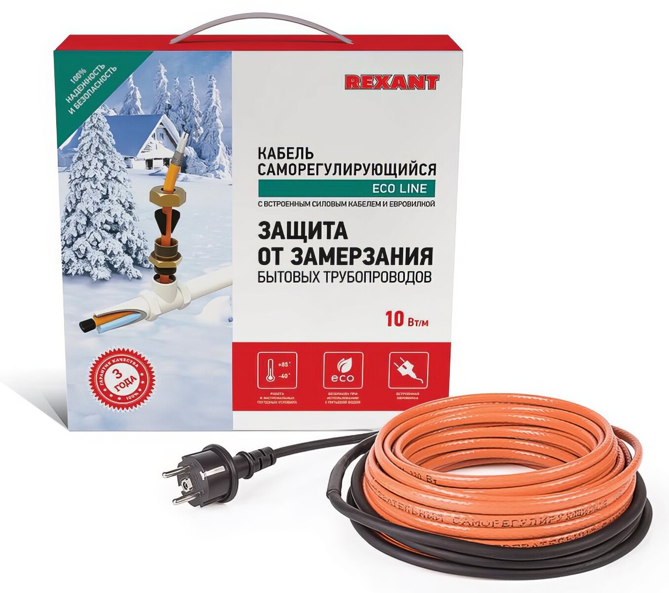 Кабель греющий саморегулирующийся 10HTM2-CT, в трубу, 2м/20 Вт REXANT