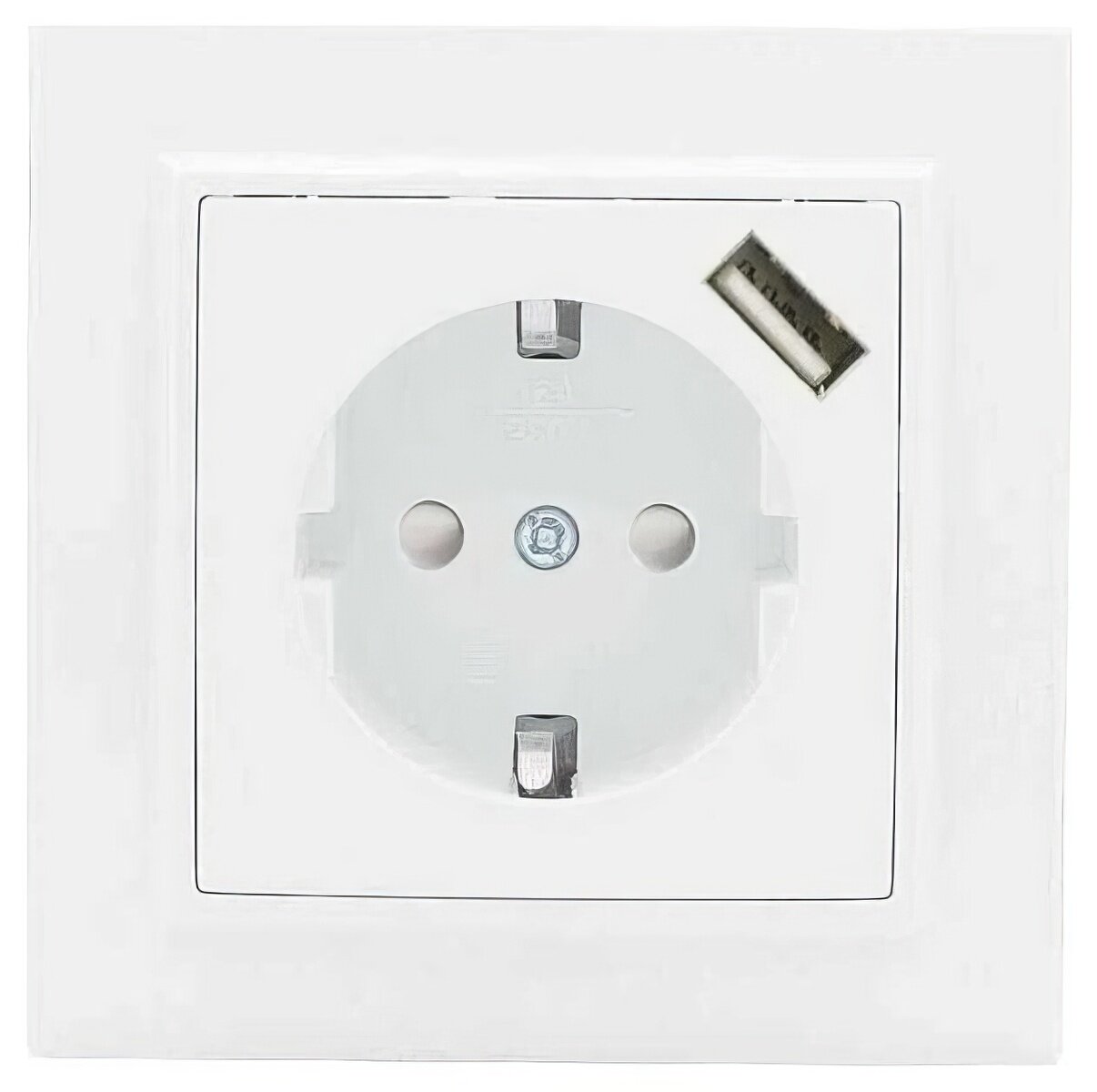1-местная розетка EKF СП с/з Минск 16А белая с защитными шторками с USB 1А ERR16-028-100-USB