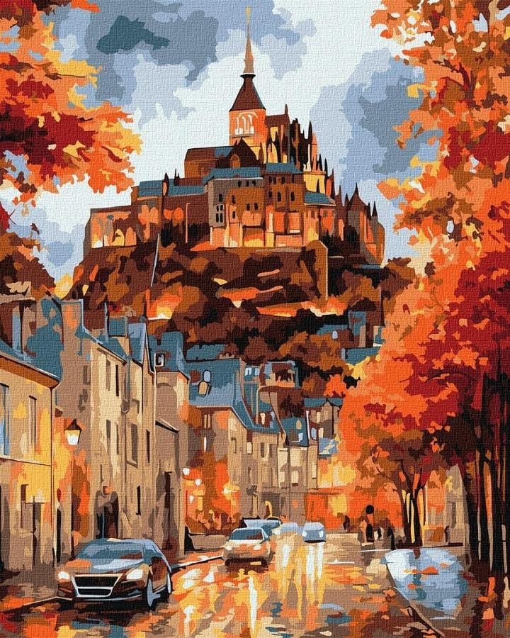 Набор для рисования по номерам Ideyka "Осенний городок", 40x50 см