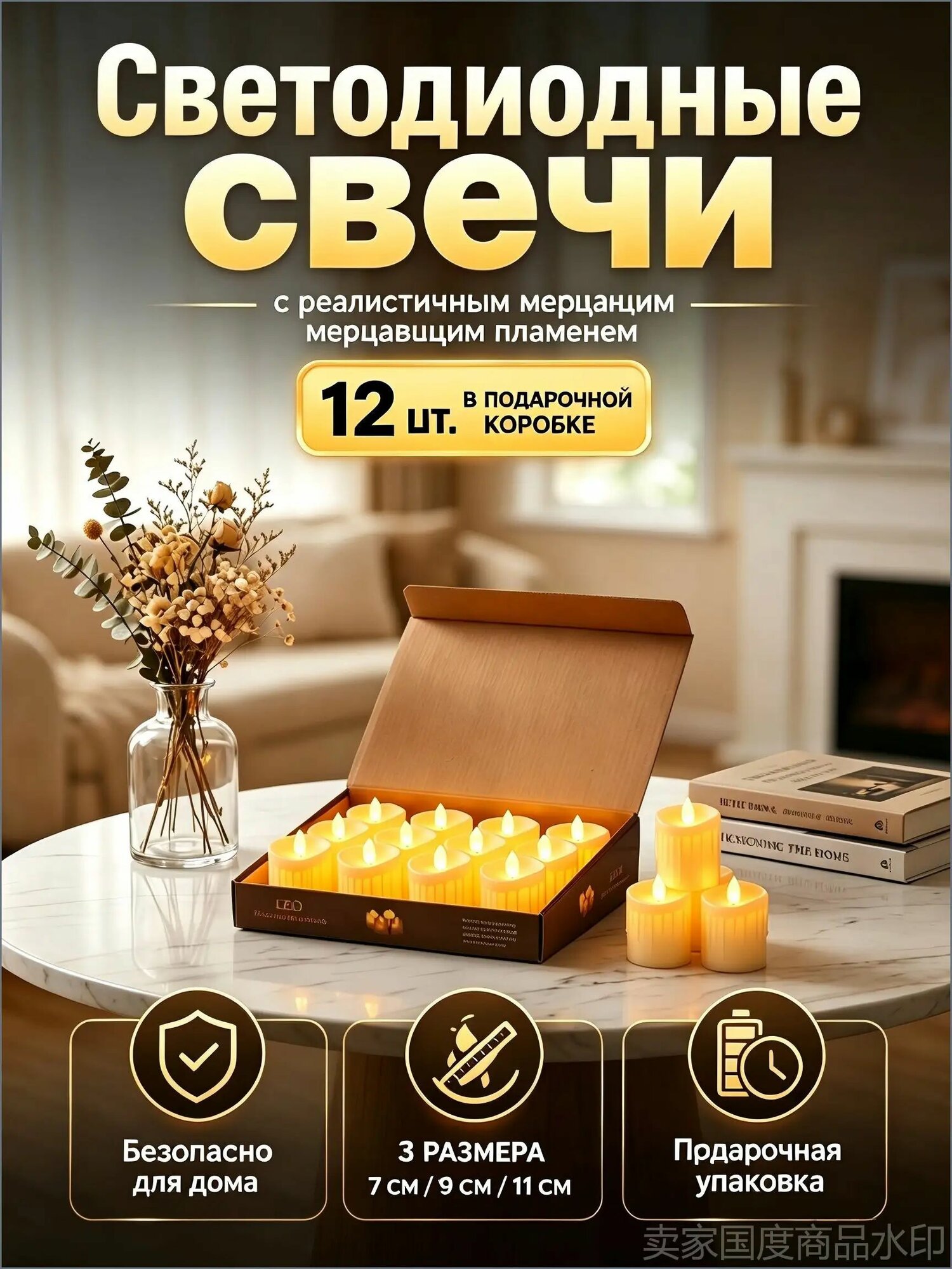 Свечи поминальные "лаванда" 7 см х 5 см 12 шт
