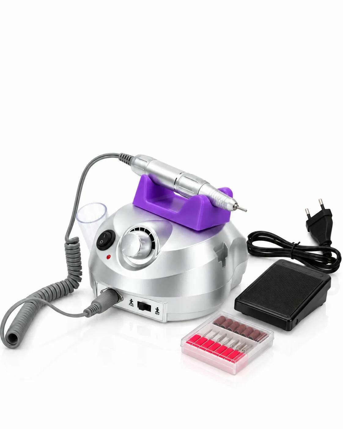 PiNK HOUSE Машинка для аппаратного маникюра и педикюра Nail Drill JMD-202 с пед. серебро
