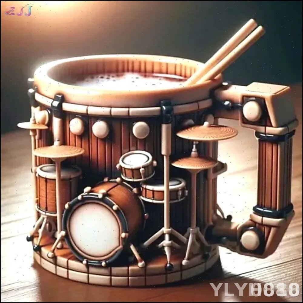 Чашка «Барабаны» из смолы, музыкальный дизайн, 12,5x8,5 см