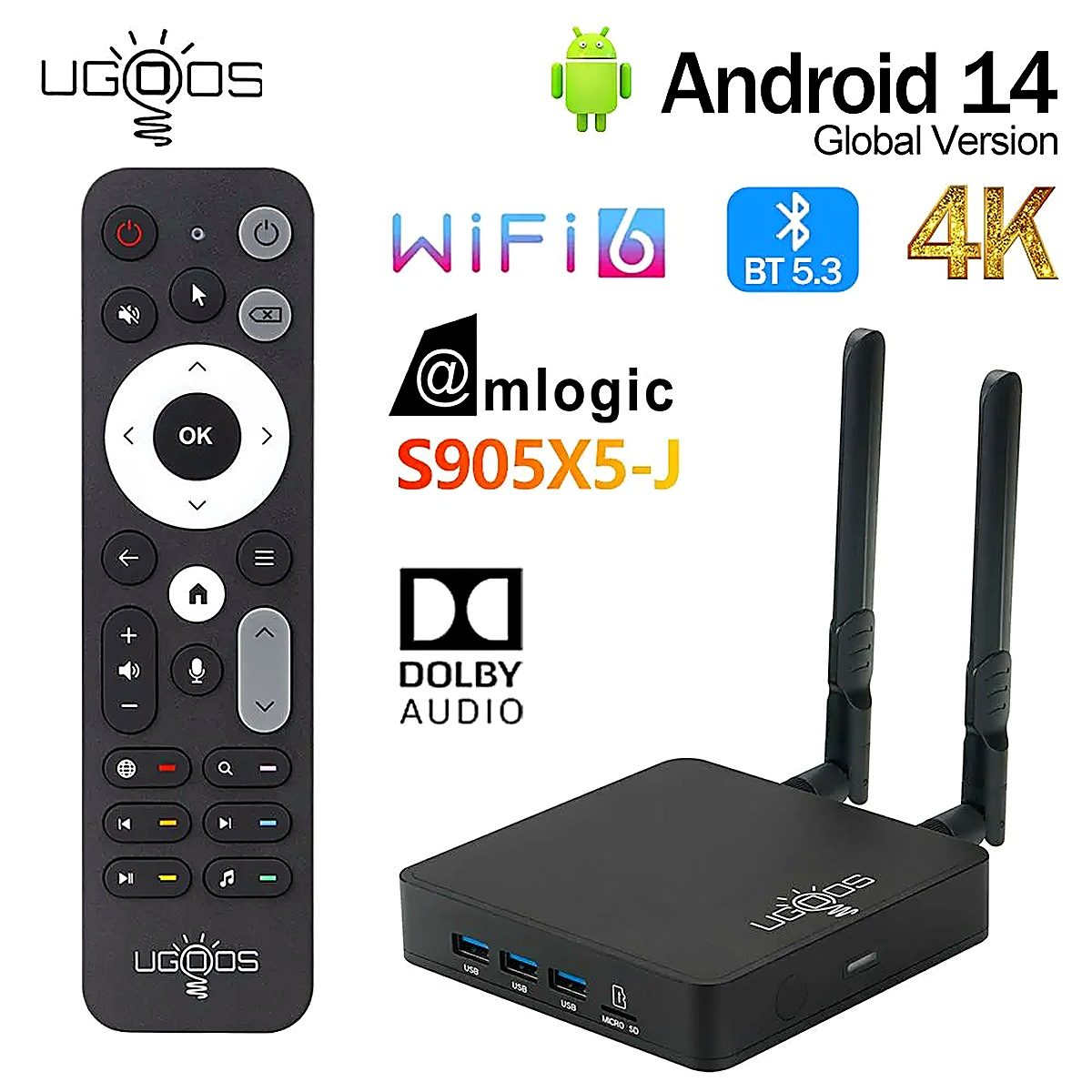 Мультимедийный проигрыватель UGOOS AM9 PRO ТВ коробка система караоке WiFi BT--2