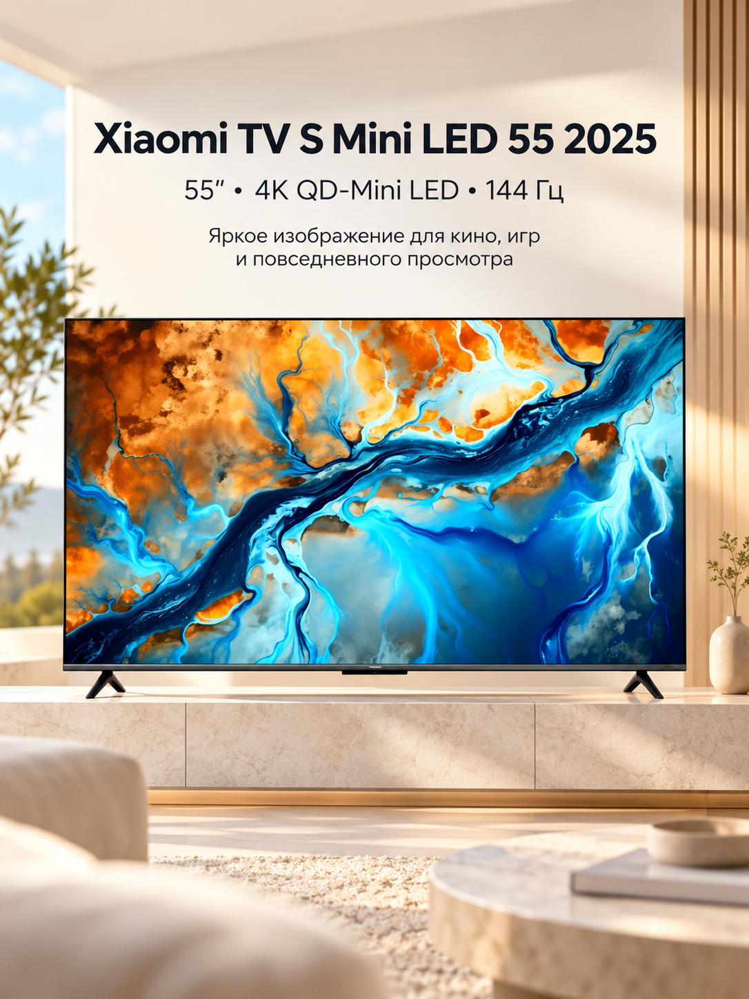 Телевизор Xiaomi TV S Mini LED 55 2025, 55″, 4K QD-Mini LED, 144 Гц, CN