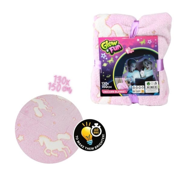 Плед ToiToys светящийся в темноте единорог, 130x150 см, детский