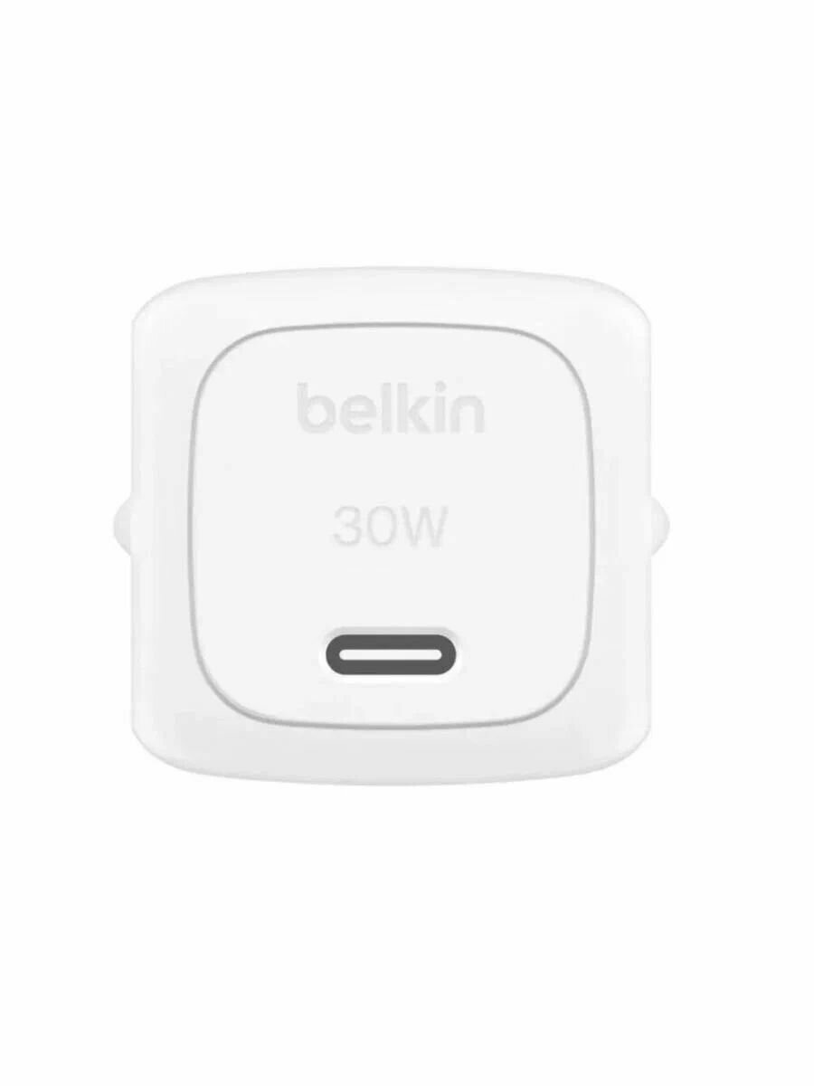 Belkin Compact Wall Charger EU Сетевое зарядное устройство, USB-C, быстрая зарядка, 30 Вт, без кабеля, WCA008KQWH, белый