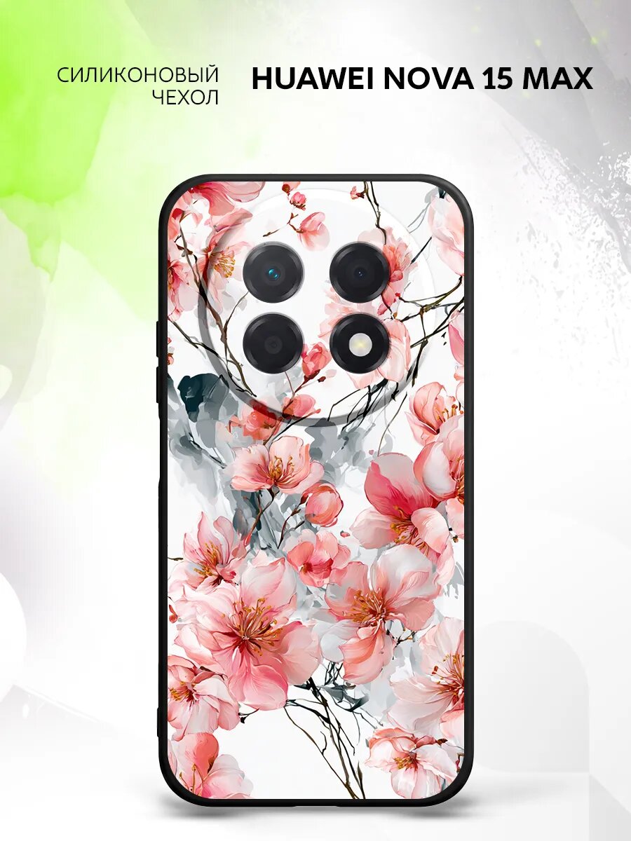 Чехол на Huawei Nova 15 Max, Хуавей Нова 15 Макс защита камеры, накладка с рисунком цветы сакура Азия