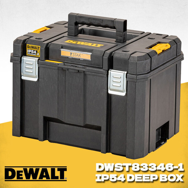 Глубокий ящик для инструментов DEWALT DWST83346 1 TSTAK 2.0, IP54, металлические замки, съемный лоток, штабелируемый
