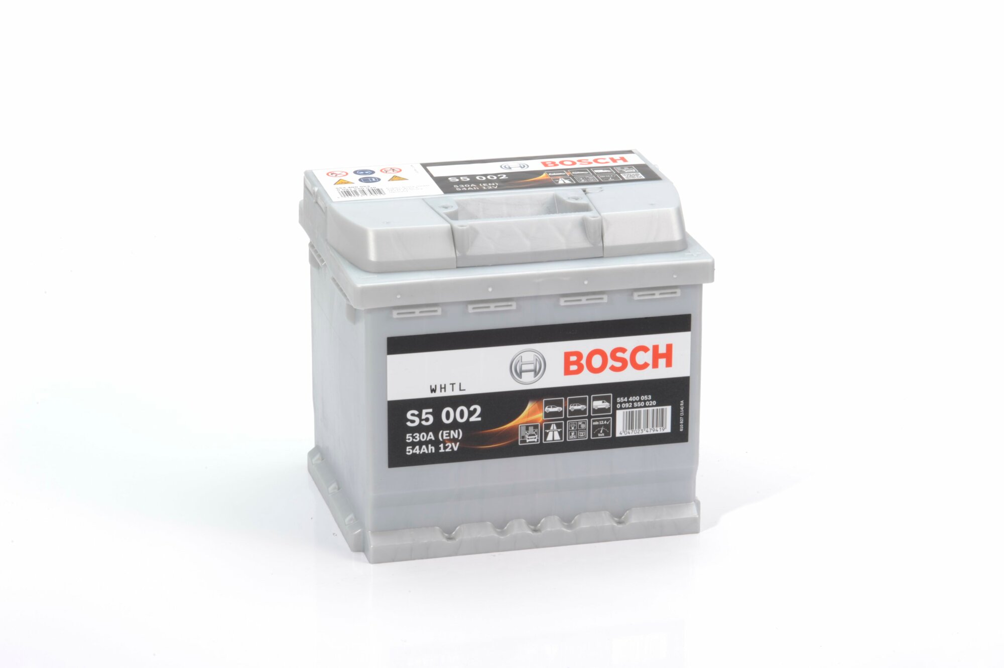 Батарея аккумуляторная S5 Silver Plus, 12в 54а/ч Bosch 0 092 S50 020 для ABARTH 500 595 695 312 (2008-н. в.), ABARTH 500C 595C 695C 312 (2009-н. в.)