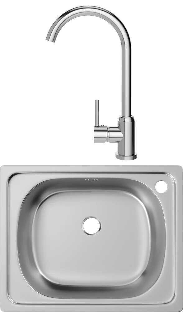 Комплект Мойка Domaci Равенна Ссик DCL 500*400 (6) 2T 50x40, сталь, нержавеющая сталь / Смеситель Ливорно DMC02000CR глянцевый хром, нержавеющая сталь