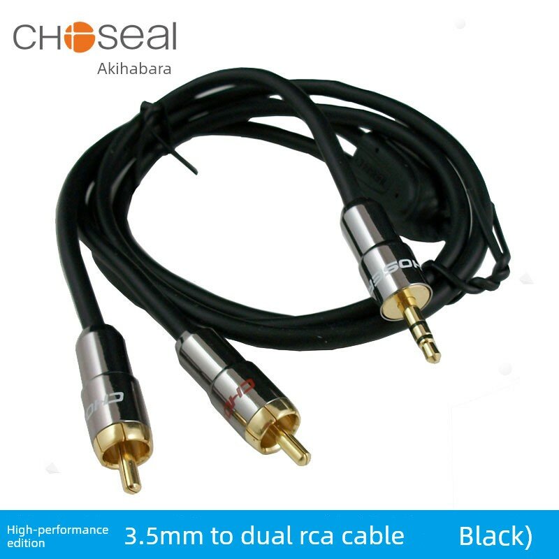 Аудиокабель Choseal QS3403A Черный 3.5мм в 2 RCA, 15м AUX провод для сабвуфера