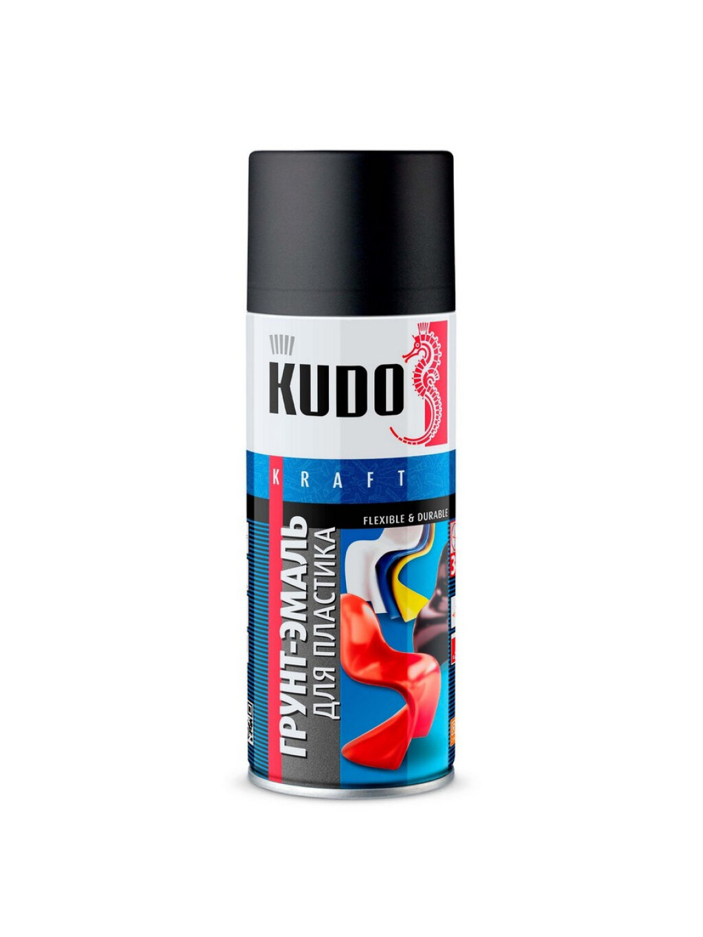 Грунт-эмаль для пластика "KUDO" (520 мл) (черный) (аэрозоль) (RAL 9005)