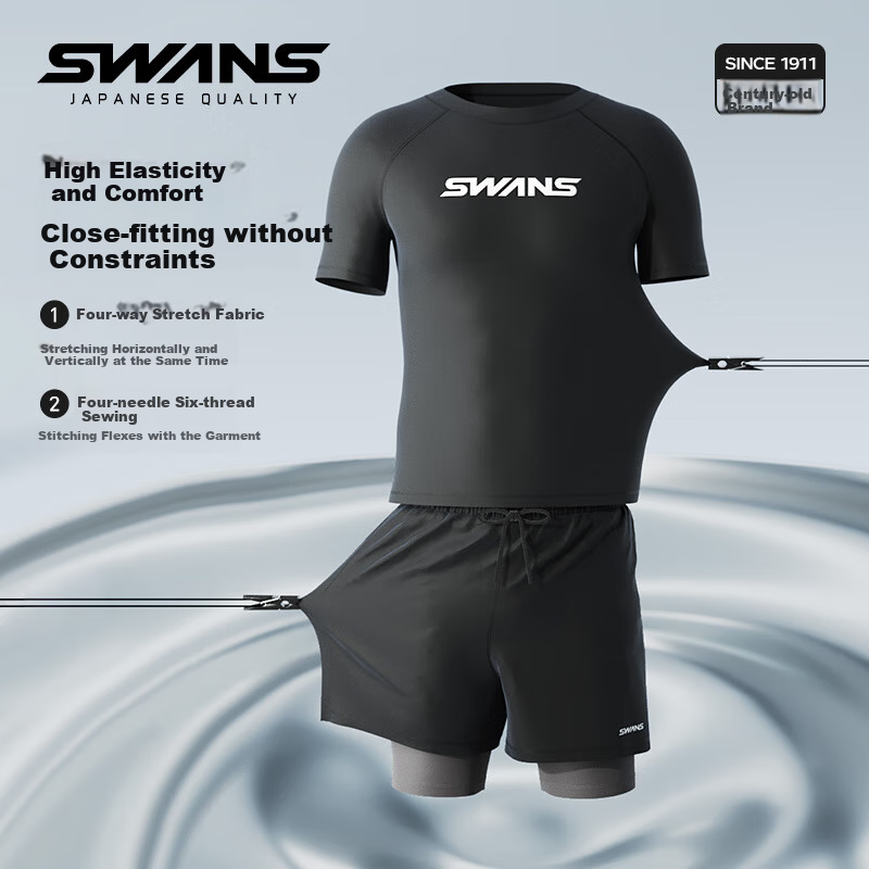 Комплект плавок SWANS для спорта и серфинга — черный, размер XL Размер：XL (Рост: 175-180 см, Вес: 75-80 кг)Цвет：Черный