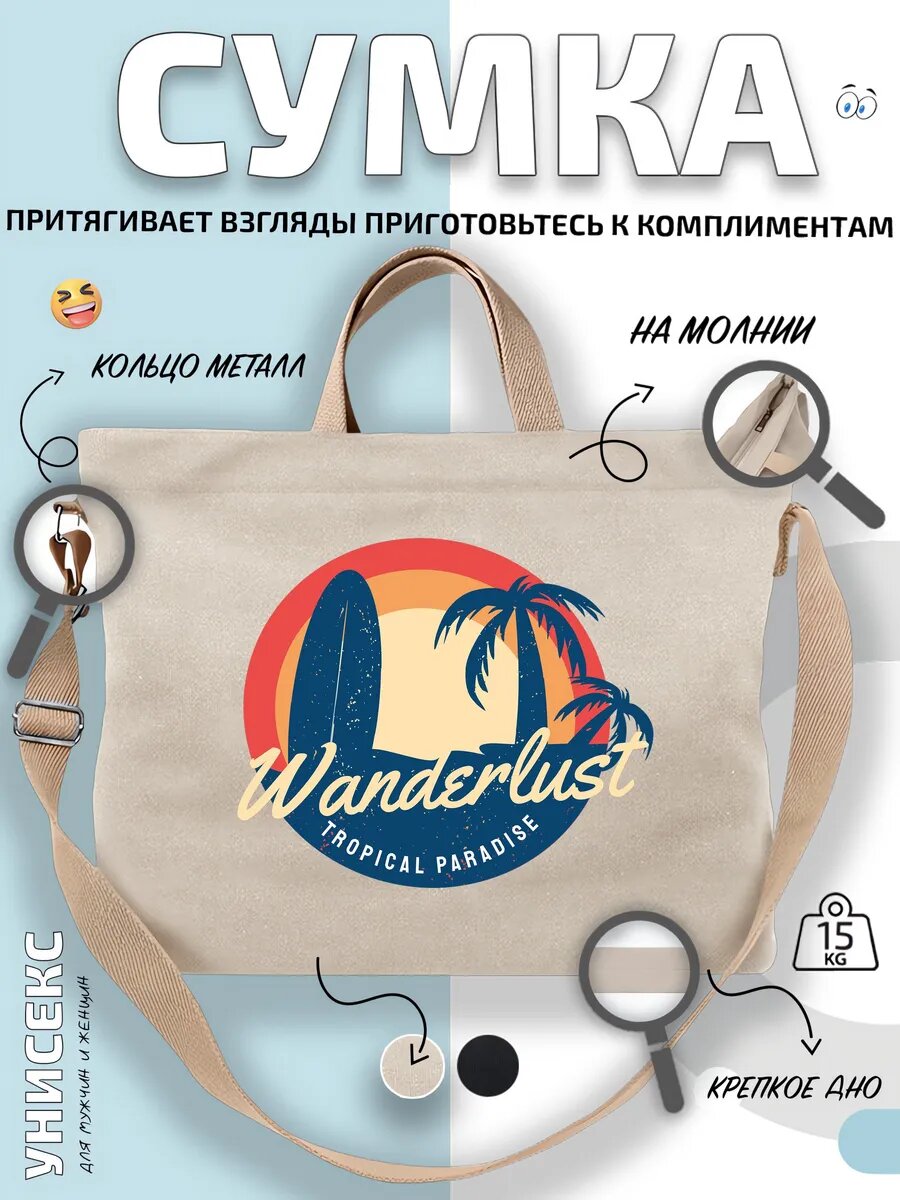 Сумка шоппер  Tropical Paradise пальмы