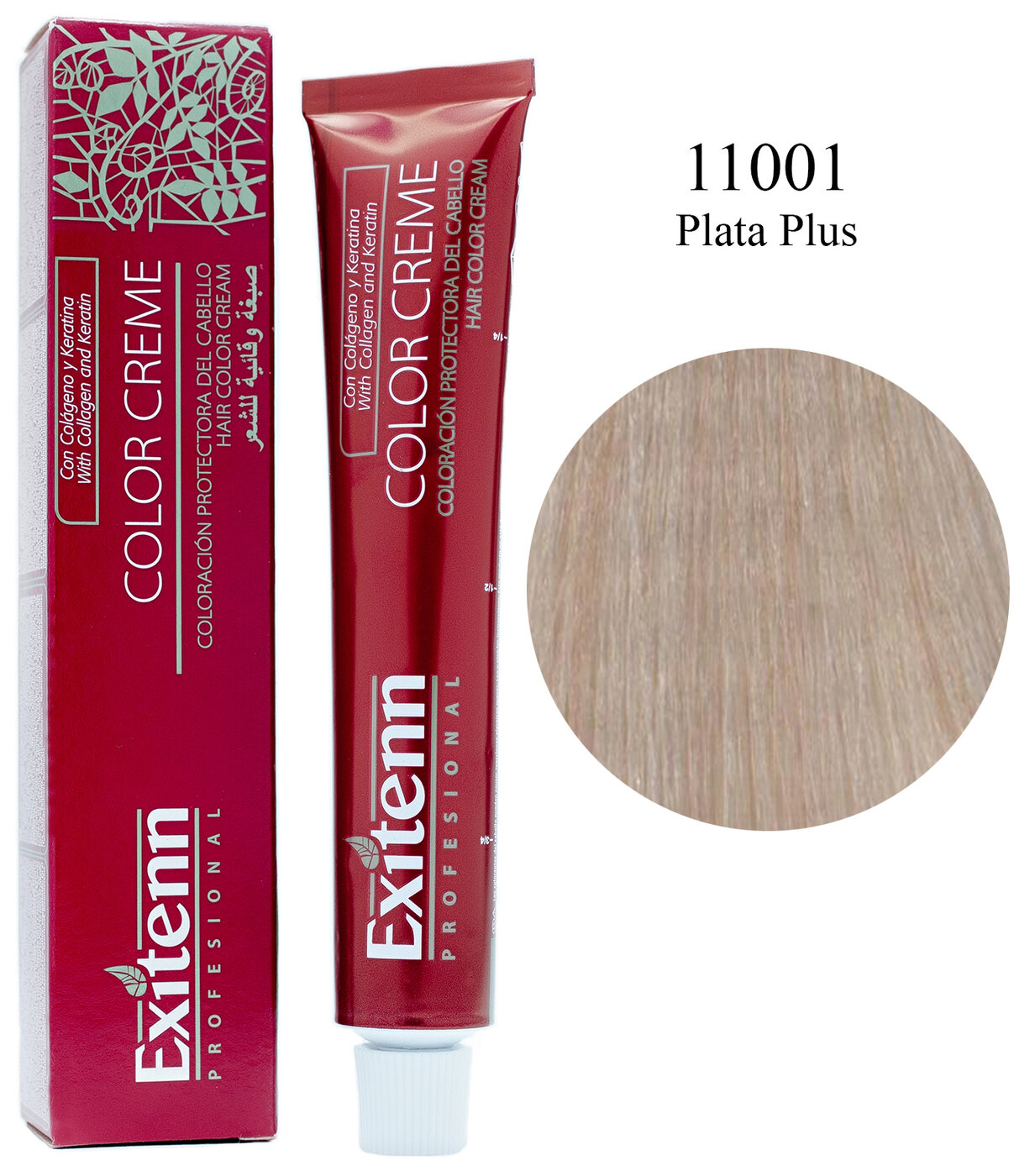 Exitenn Professional Стойкая крем-краска для волос Color Creme 11001 Plata Plus/Очень яркий блонд нордический 60 мл