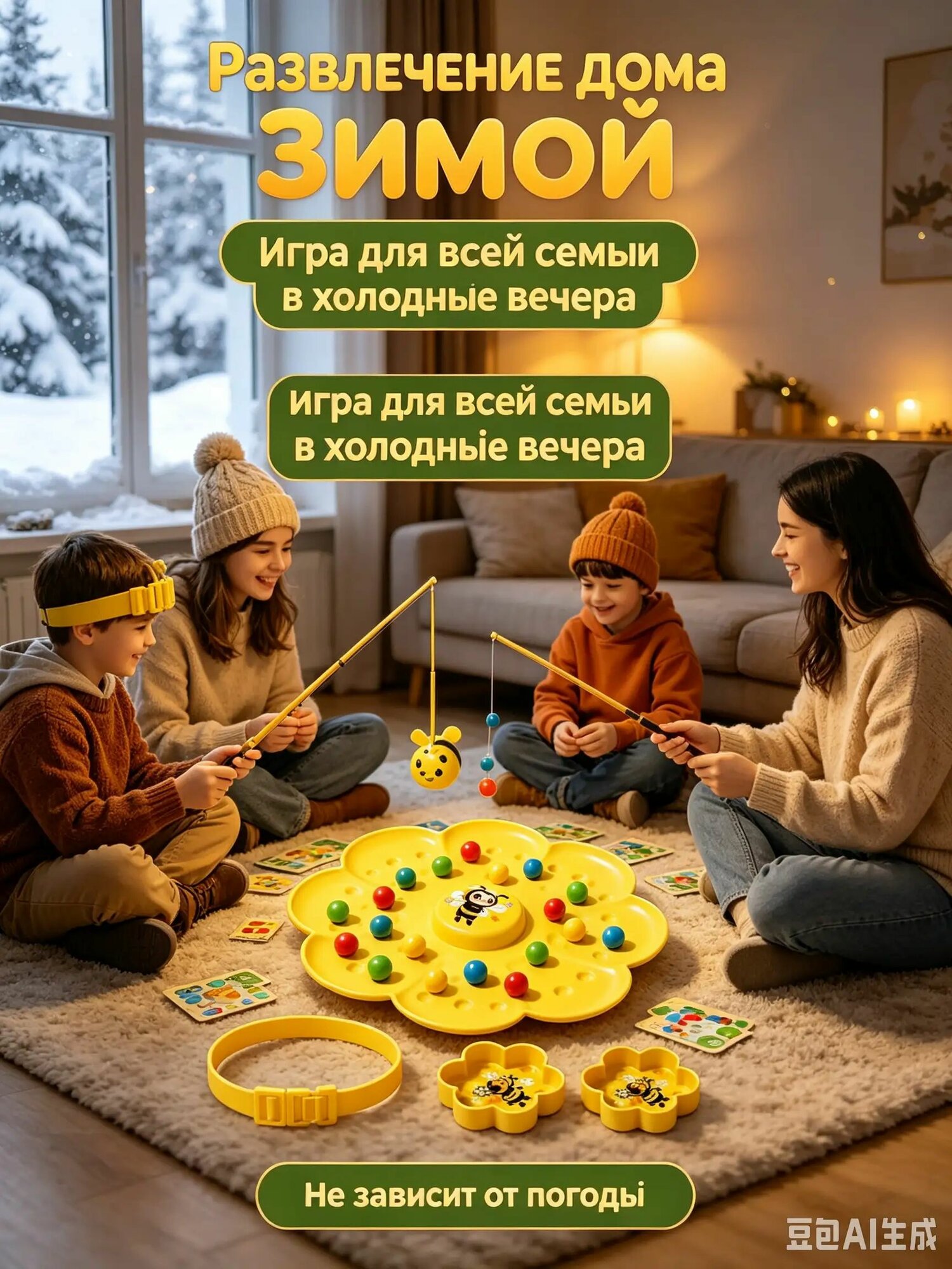 Весёлая игра конкурс Пчёлки для компании и дома, настольная игра для детей и взрослых, развлечение на детскую вечеринку, подарок на Новый год для всей семьи