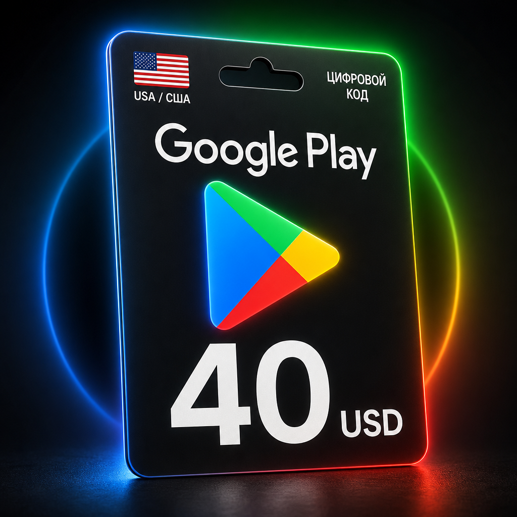 Подарочная карта Google Play США на 40 USD / Код пополнения Google Play USA