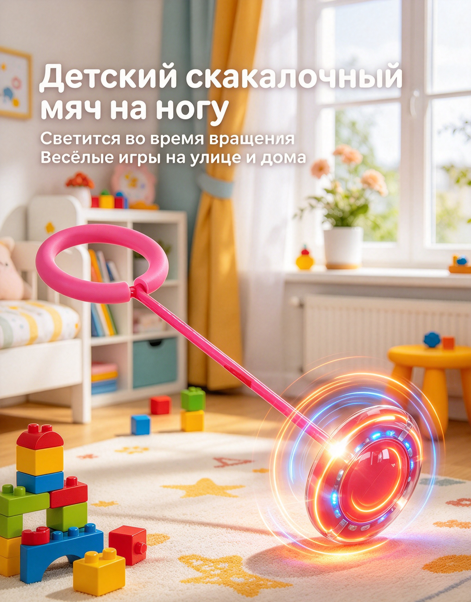 Детский светящийся прыгающий мяч на ножное кольцо, скачок для ног, активная игрушка для дома и улицы