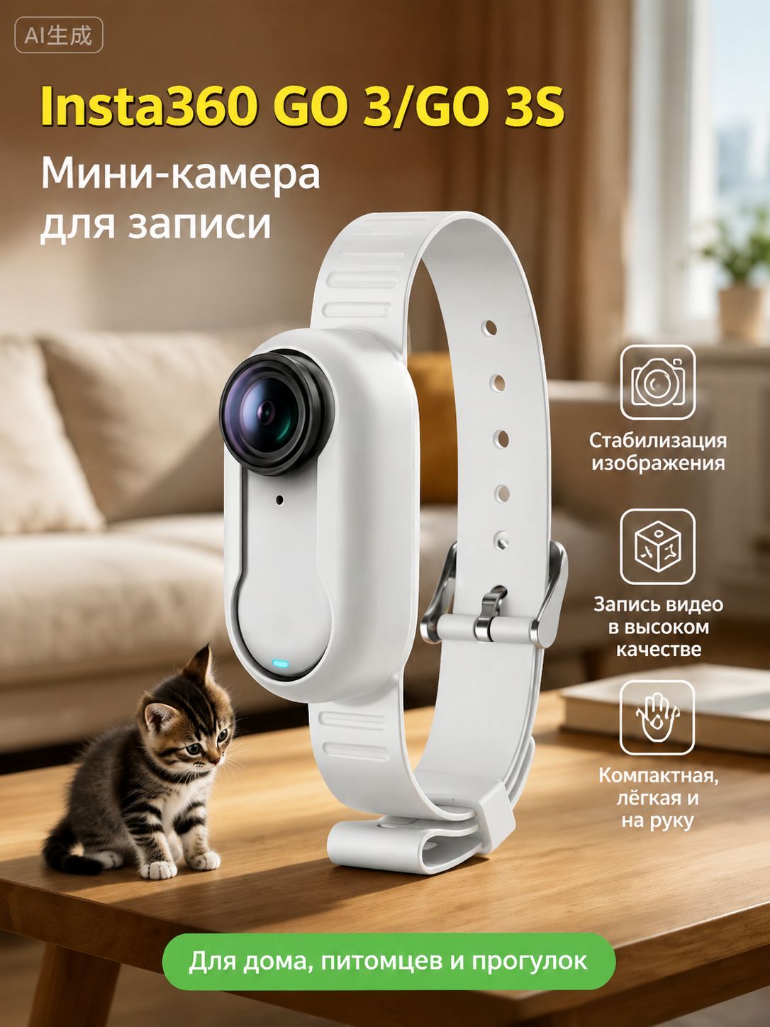 Силиконовый ошейникдержатель для миникамеры, для кошек и собак, длина 31 см