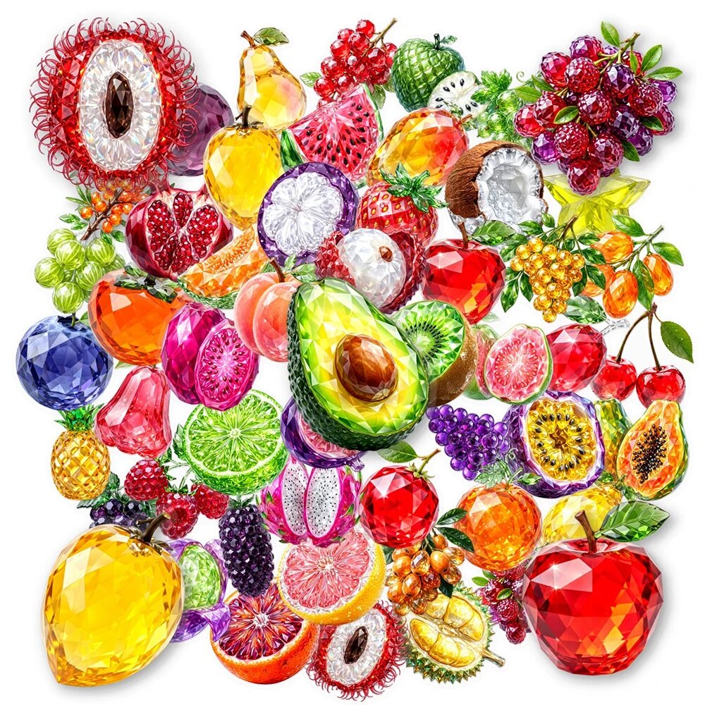 Набор прозрачных наклеек фрукты Charile 50PCS