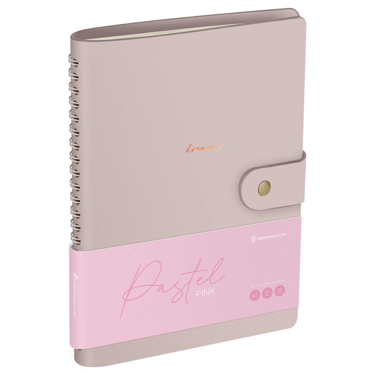 Записная книжка А5 Greenwich Line "Pastel. Pink", 96 листов, линейка, кожзам, скрытый гребень (NA5_51412)