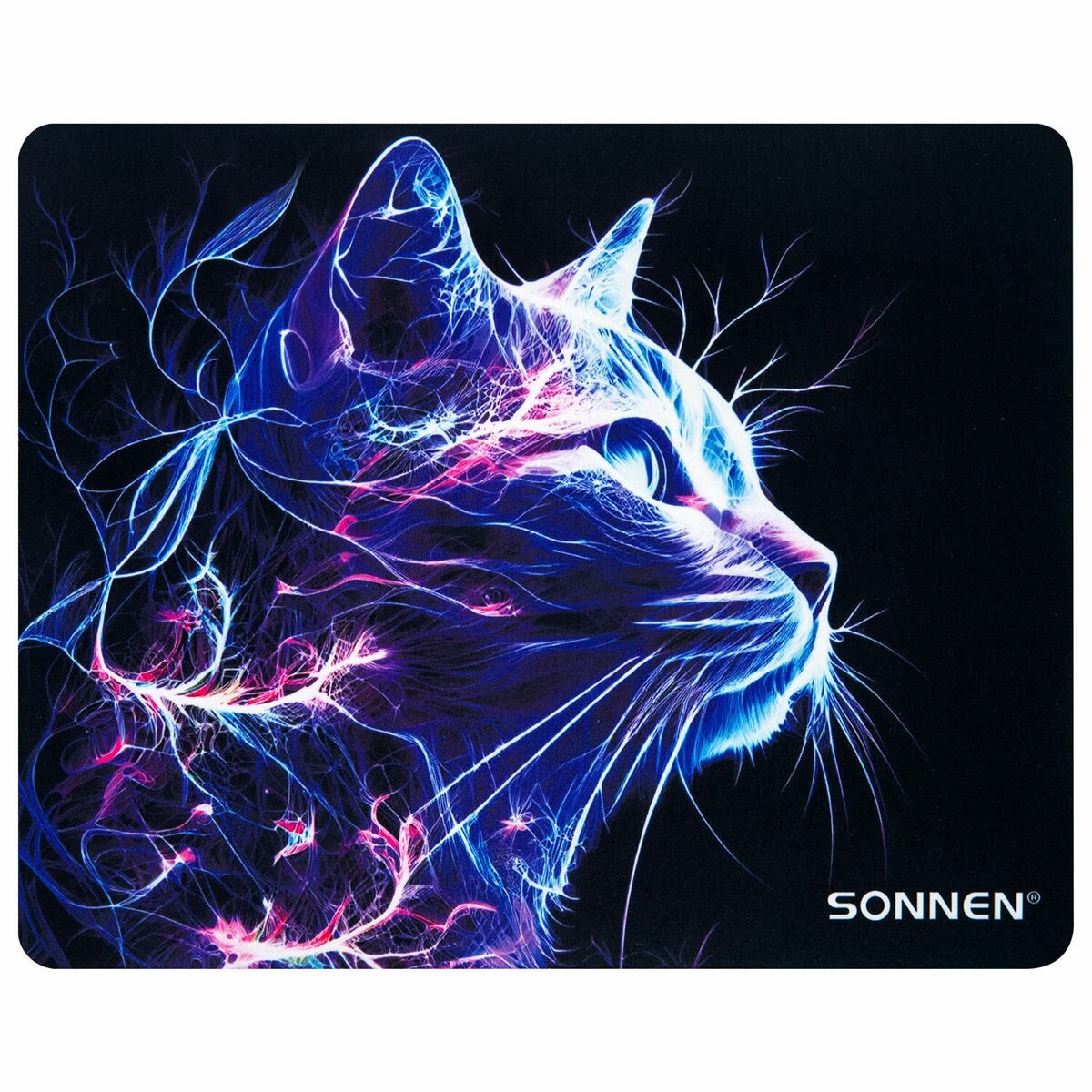 Коврик для мыши Sonnen NEON CAT резина + ткань, 250х200х2мм (513956)