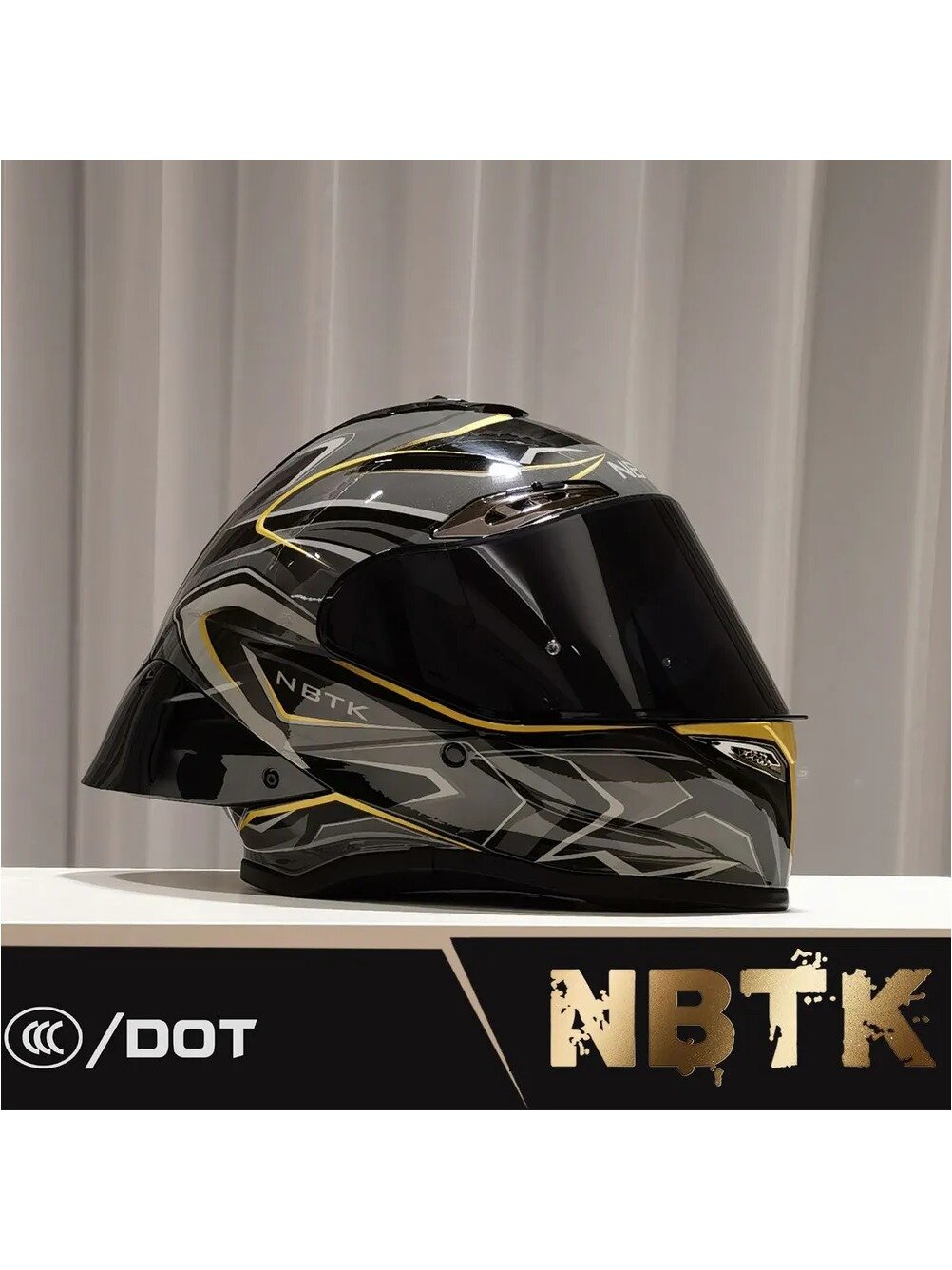 Мотошлем интеграл NBTK, черный с медными элементами, размер M, DOT