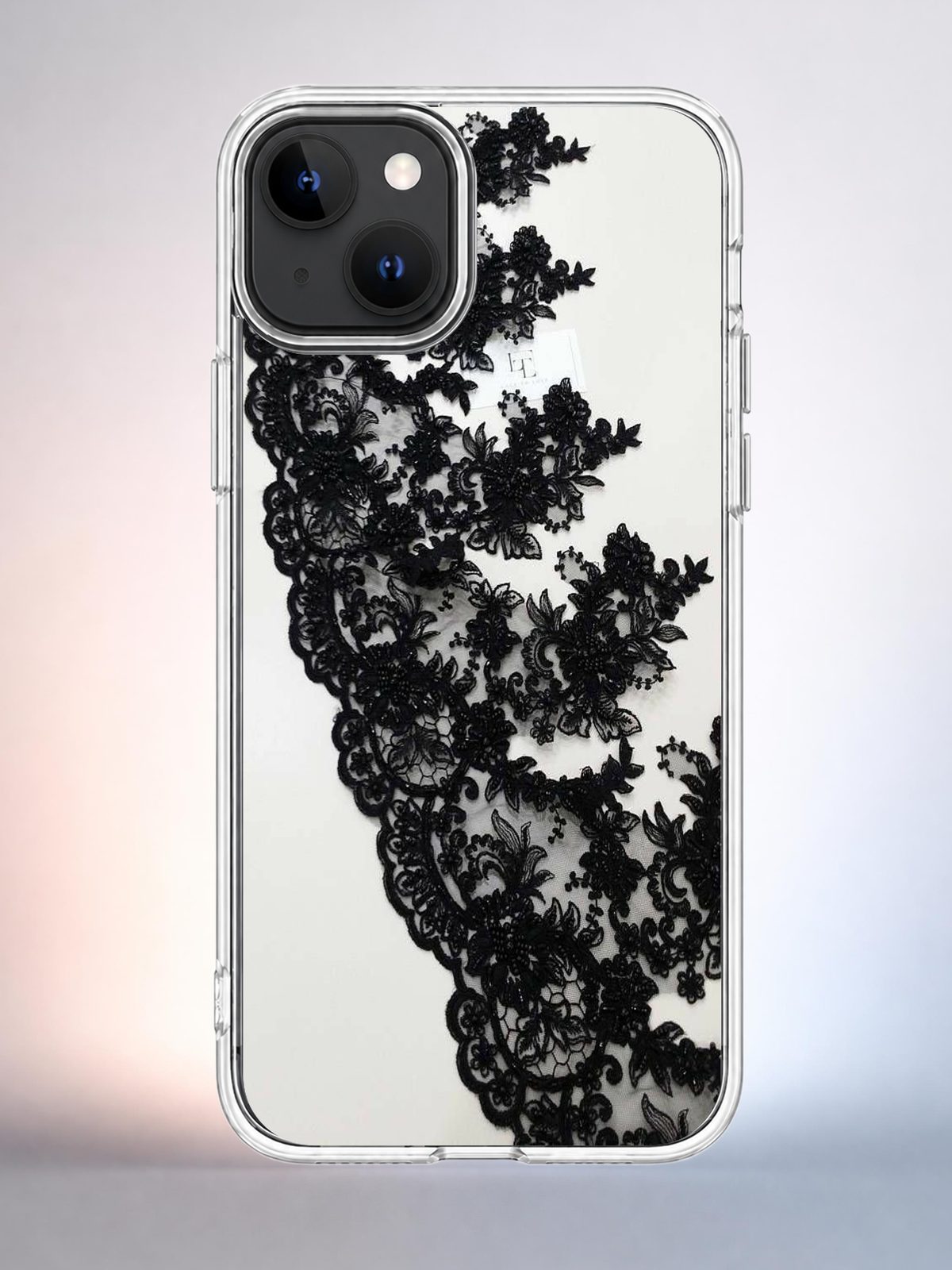Прозрачный чехол на iphone 12 чёрное кружево