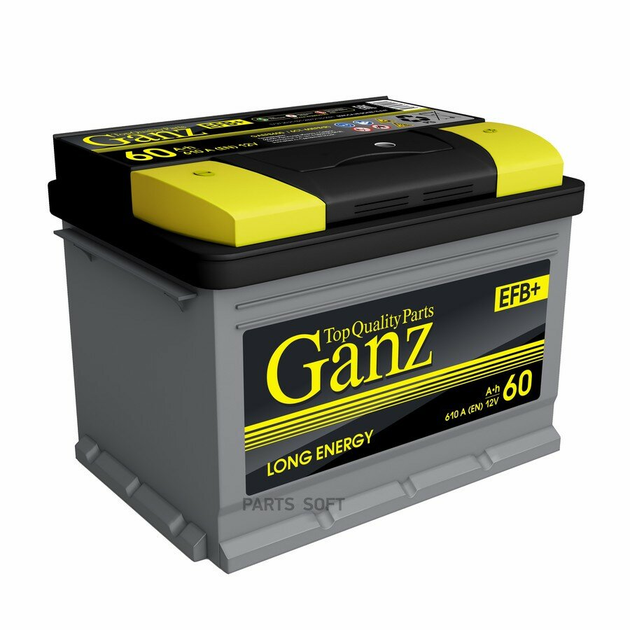 Аккумуляторная батарея GANZ EFB 60 А/ч от официального дистрибьютора, GANZ, артикул GAEFB600