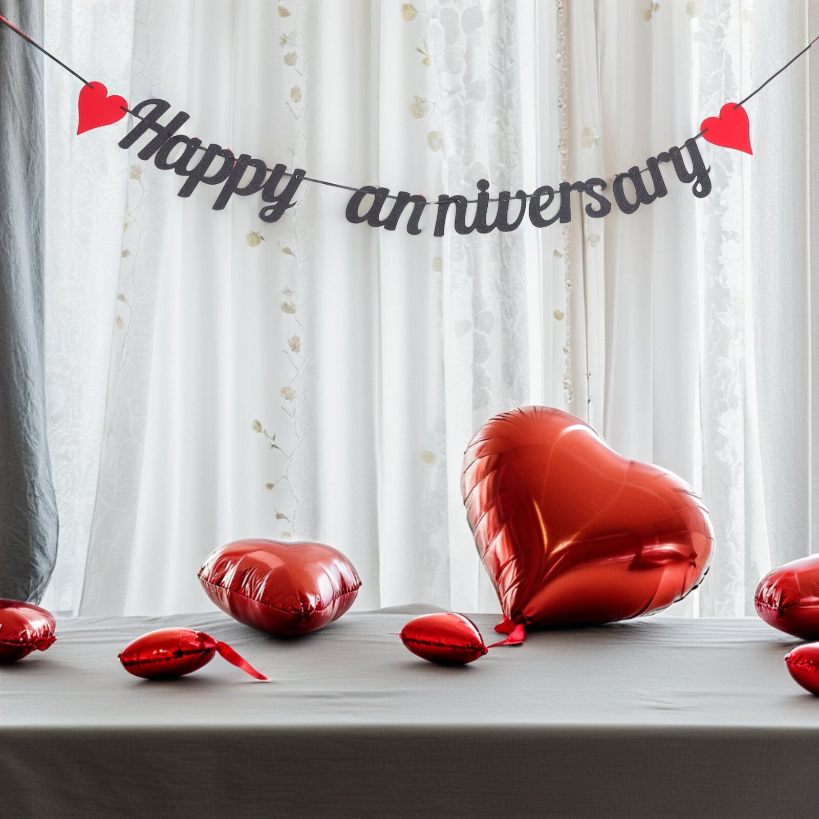 Бумажная гирлянда happy anniversary с сердцами, 4 шт, для свадебной вечеринки