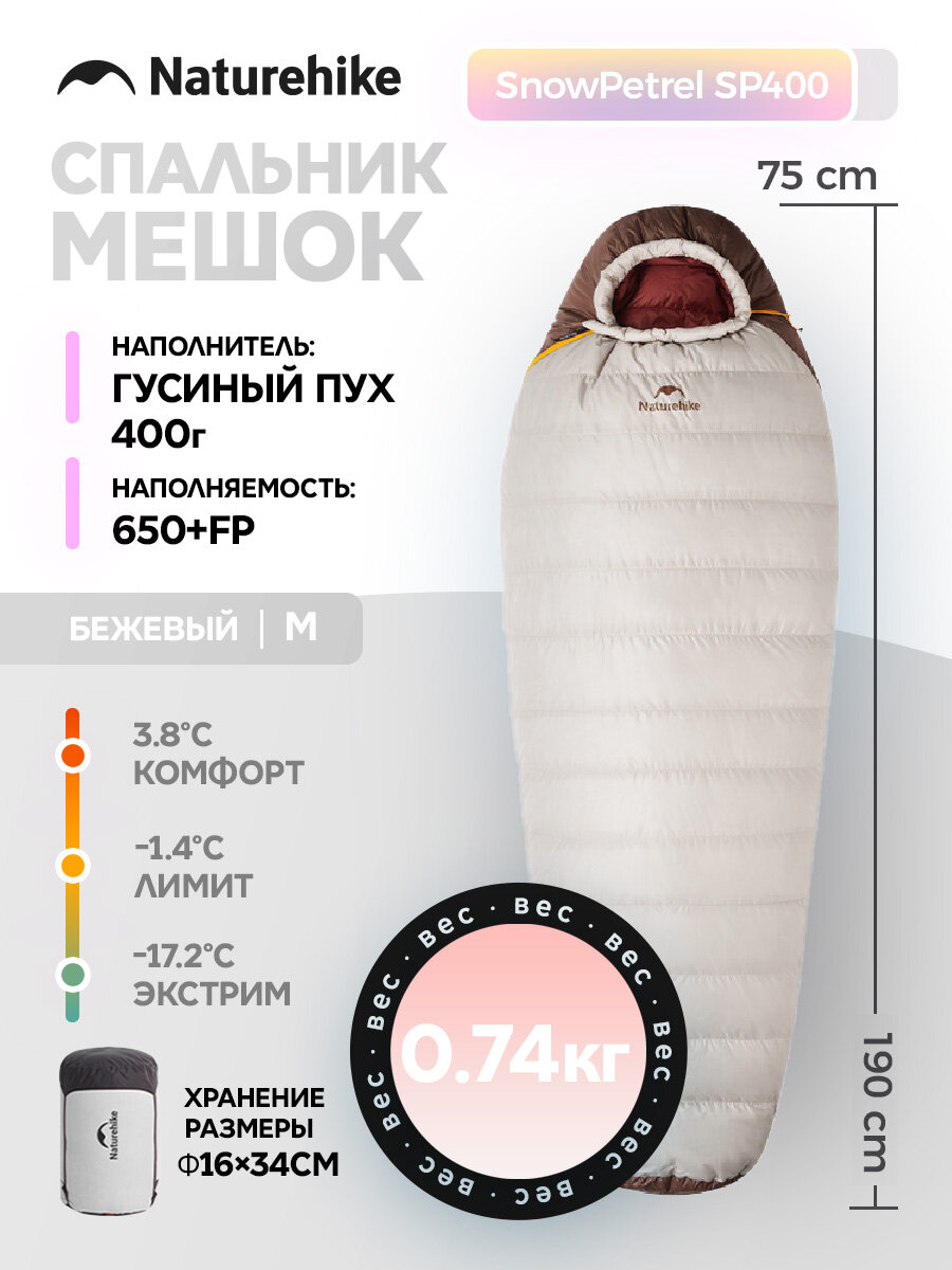 Naturehike пуховой спальный мешок