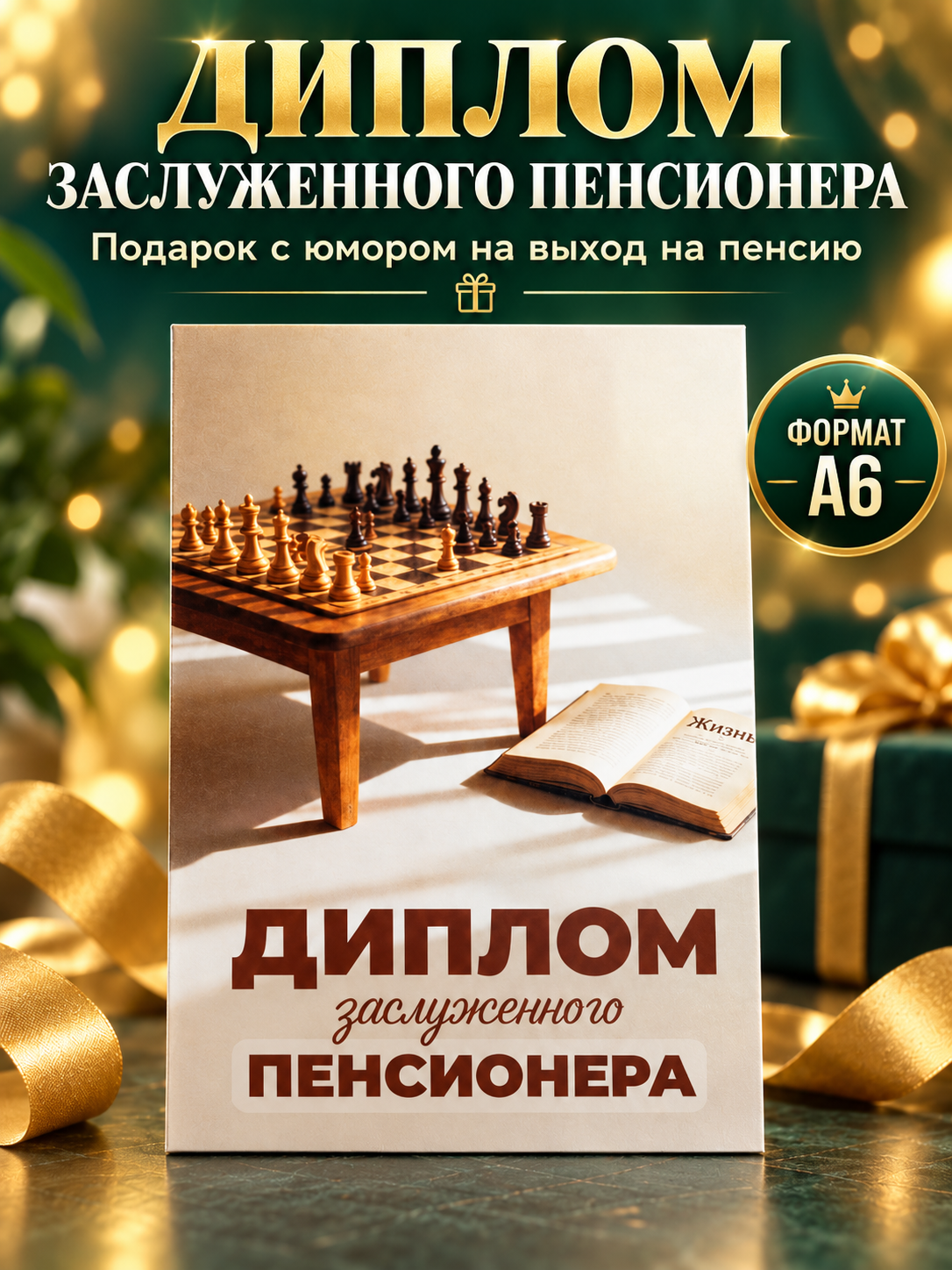Диплом открытка Заслуженного пенсионера А6