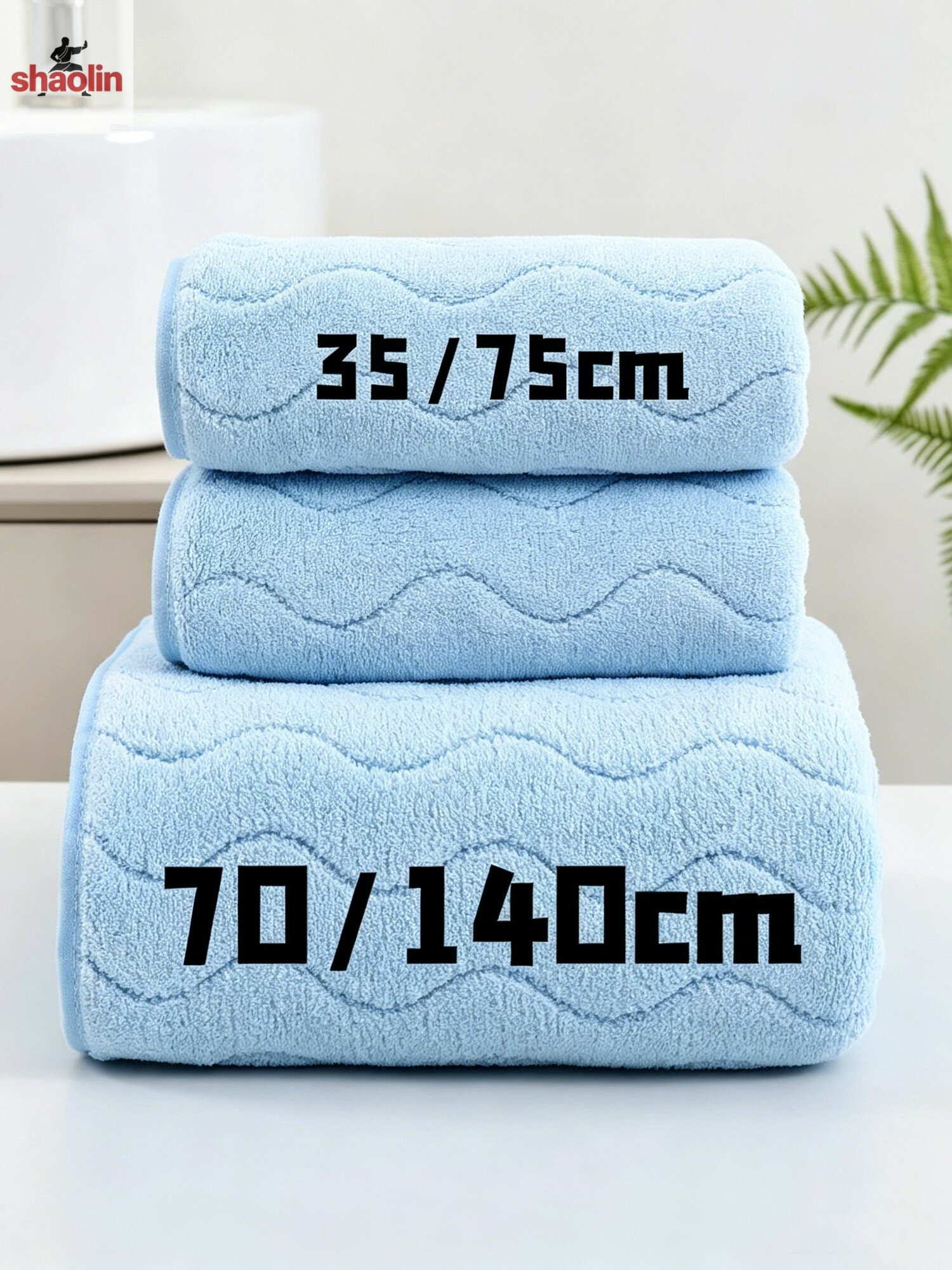 Полотенце кухонное 70x140, 35x75 2 шт велюровая фактура микрофибра лазурный