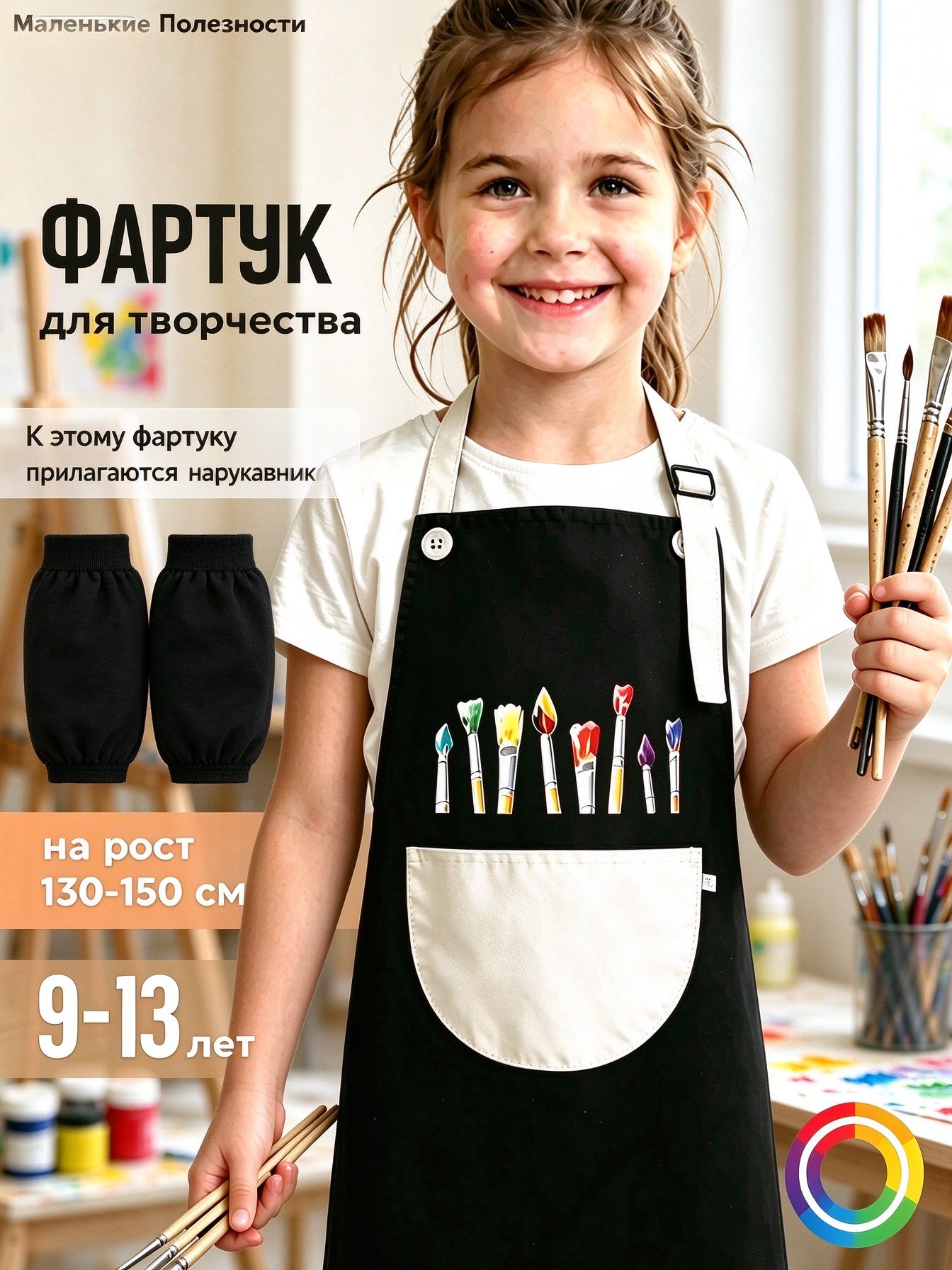 Фартук и нарукавники для труда и рисования, фартук для рисования детский, Подходит для детей ростом 130150см, От 9 до 13 лет
