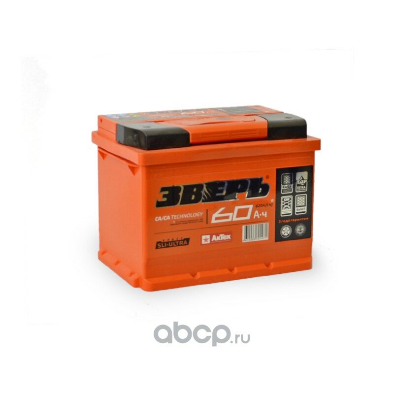 Аккумулятор зверь 60 А/ч обратная R+ 242x175x190 EN620 А Зверь ZVK603R